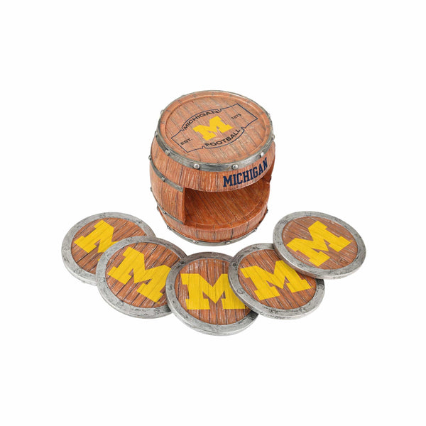 Michigan Wolverines NCAA 5 Pack Barrel Coaster Set
