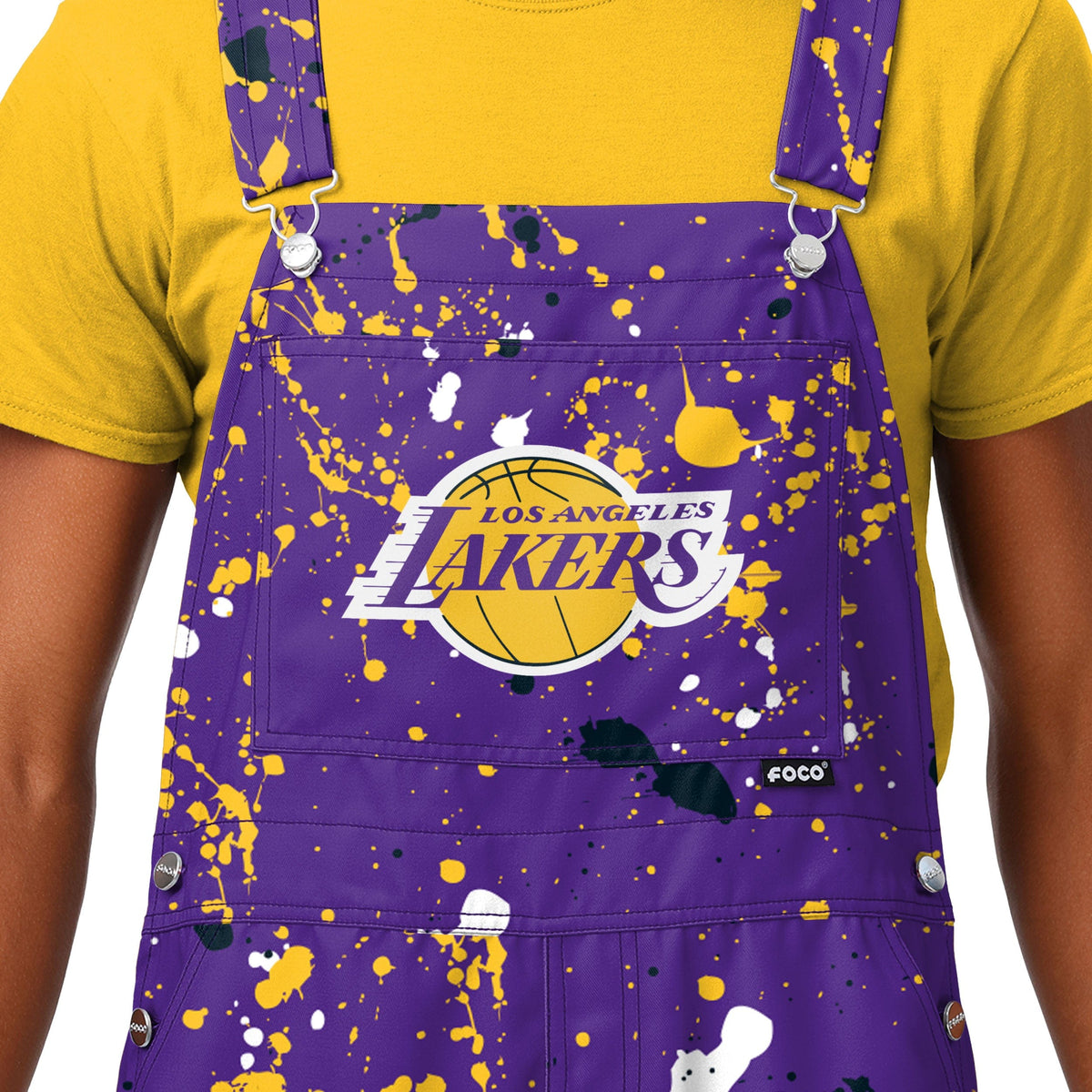 Los Angeles Lakers NBA Mens Paint Splatter Bib Overalls