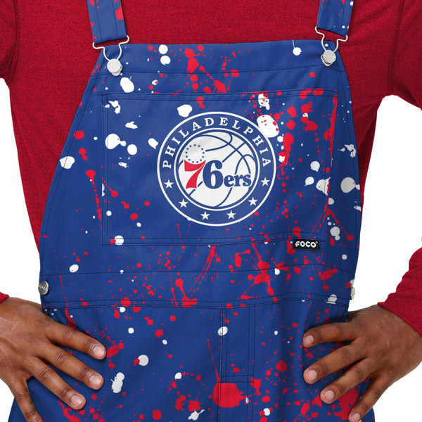 Philadelphia 76ers NBA Mens Paint Splatter Bib Overalls