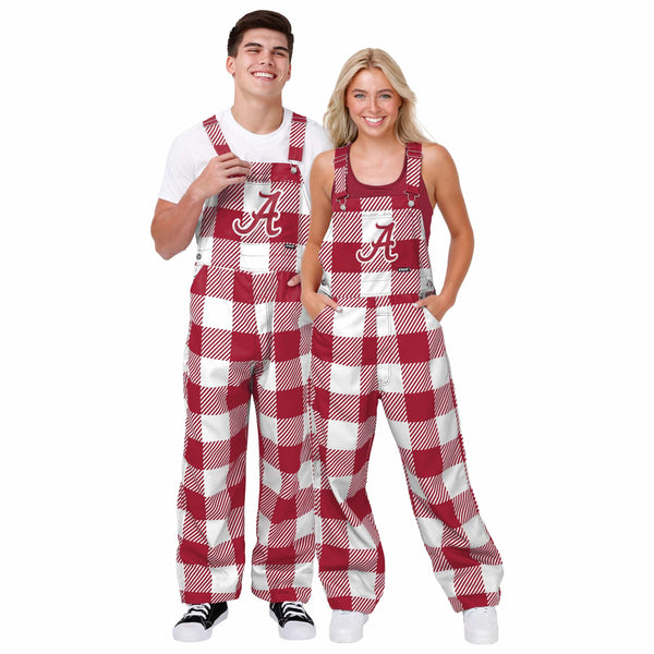 Alabama Crimson Tide NCAA Mens Plaid Bib Overalls
