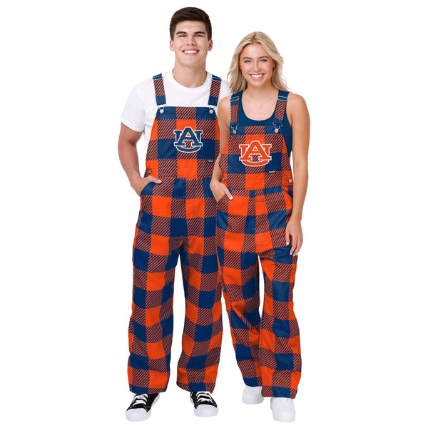 Auburn Tigers NCAA Mens Plaid Bib Overalls