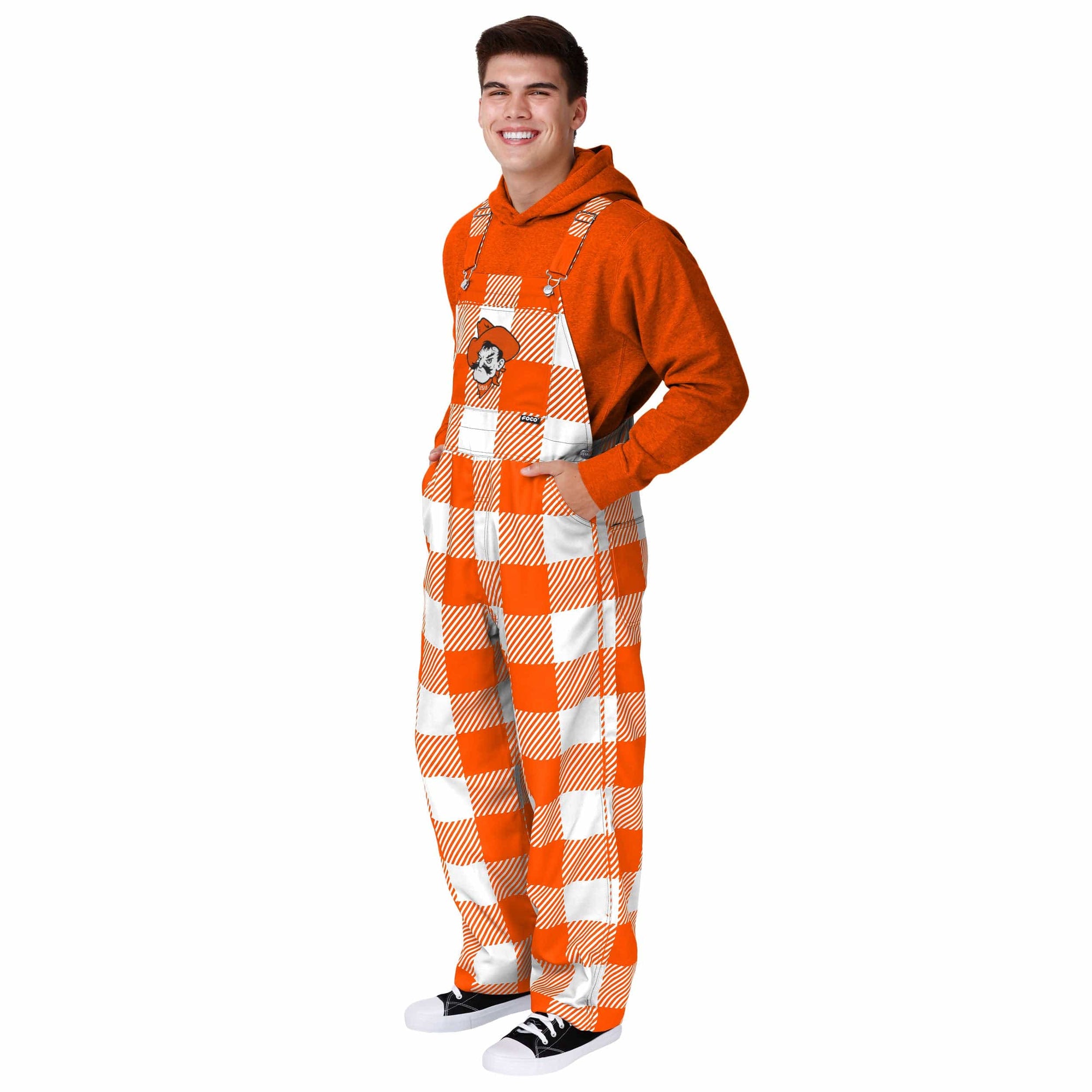 Oklahoma State Cowboys NCAA Mens Plaid Bib Overalls