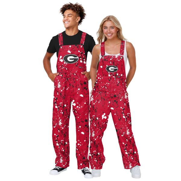 Georgia Bulldogs NCAA Mens Paint Splatter Bib Overalls