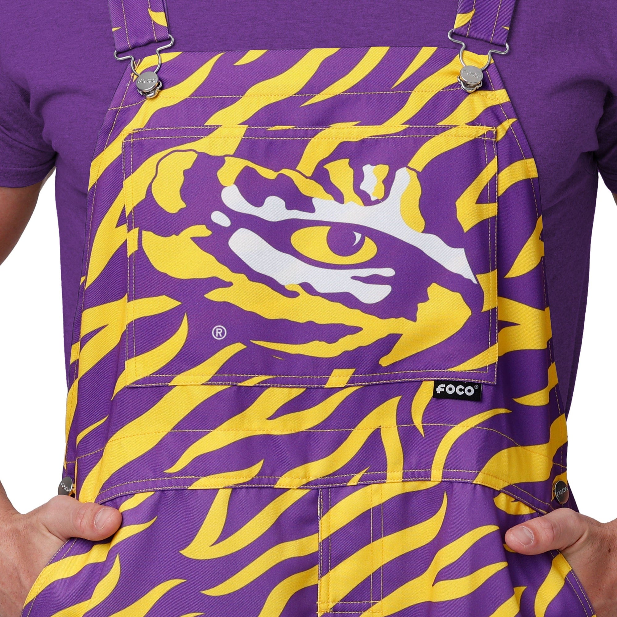 LSU Tigers NCAA Mens Tiger Stripe Thematic Bib Overalls