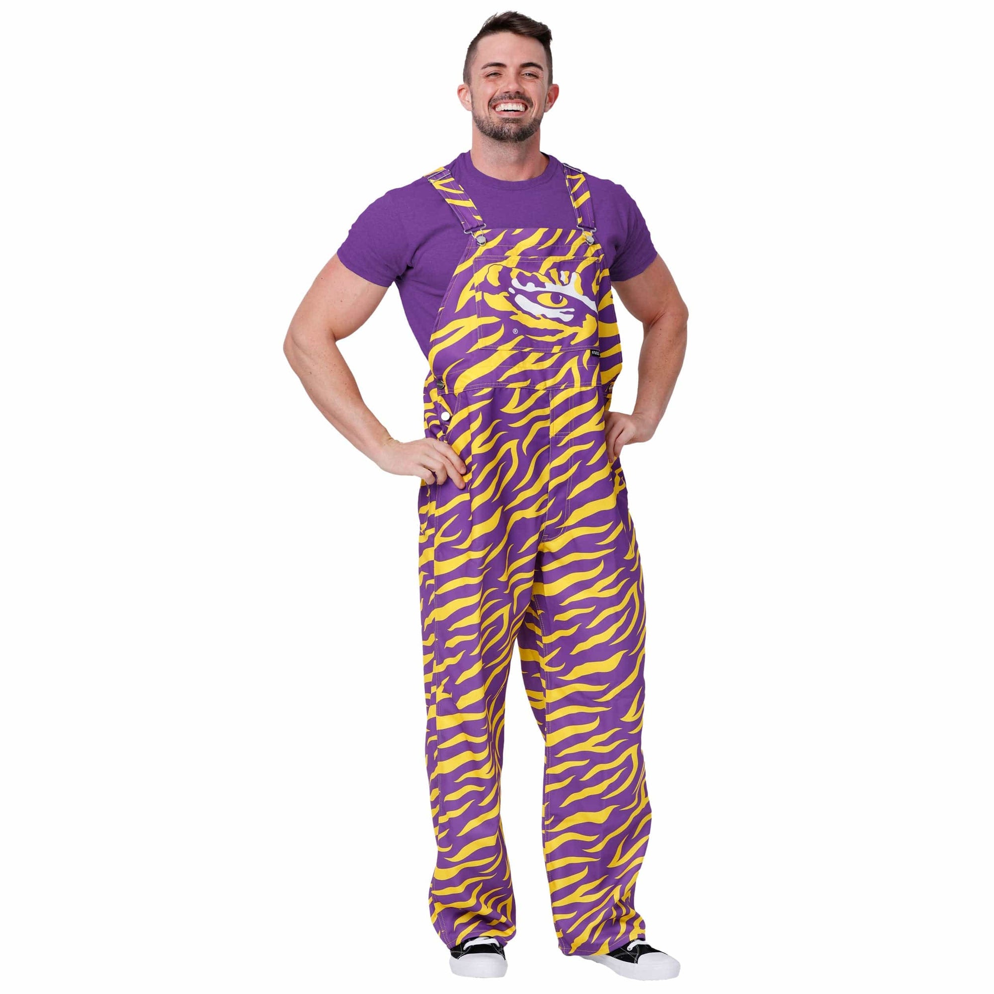 LSU Tigers NCAA Mens Tiger Stripe Thematic Bib Overalls