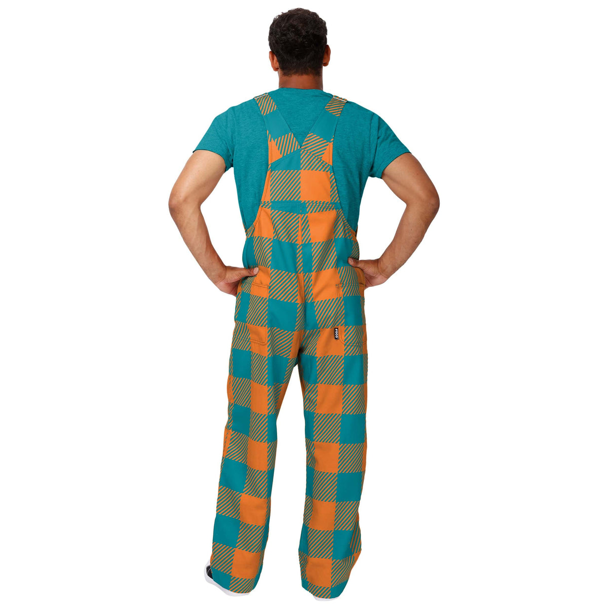 Miami Dolphins NFL Mens Plaid Bib Overalls