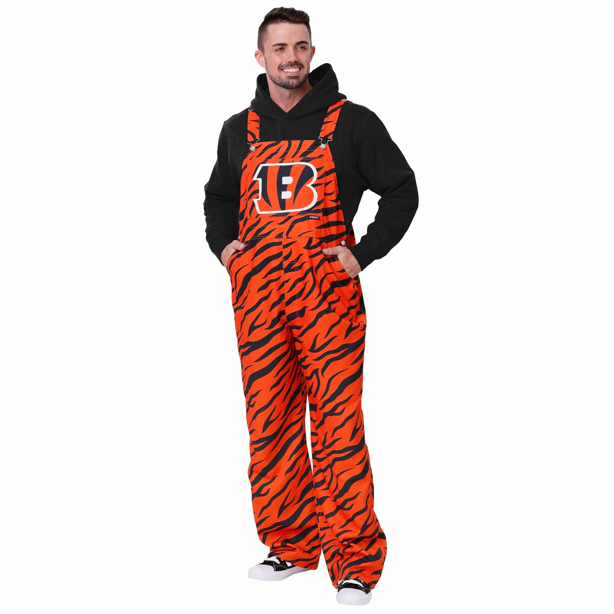Cincinnati Bengals NFL Mens Tiger Stripe Thematic Bib Overalls