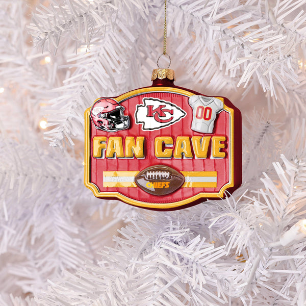 Kansas City Chiefs NFL Blown Glass Fan Cave Ornament