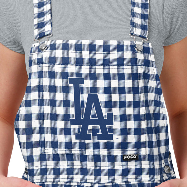 Los Angeles Dodgers MLB Womens Gingham Check Bib Shortalls