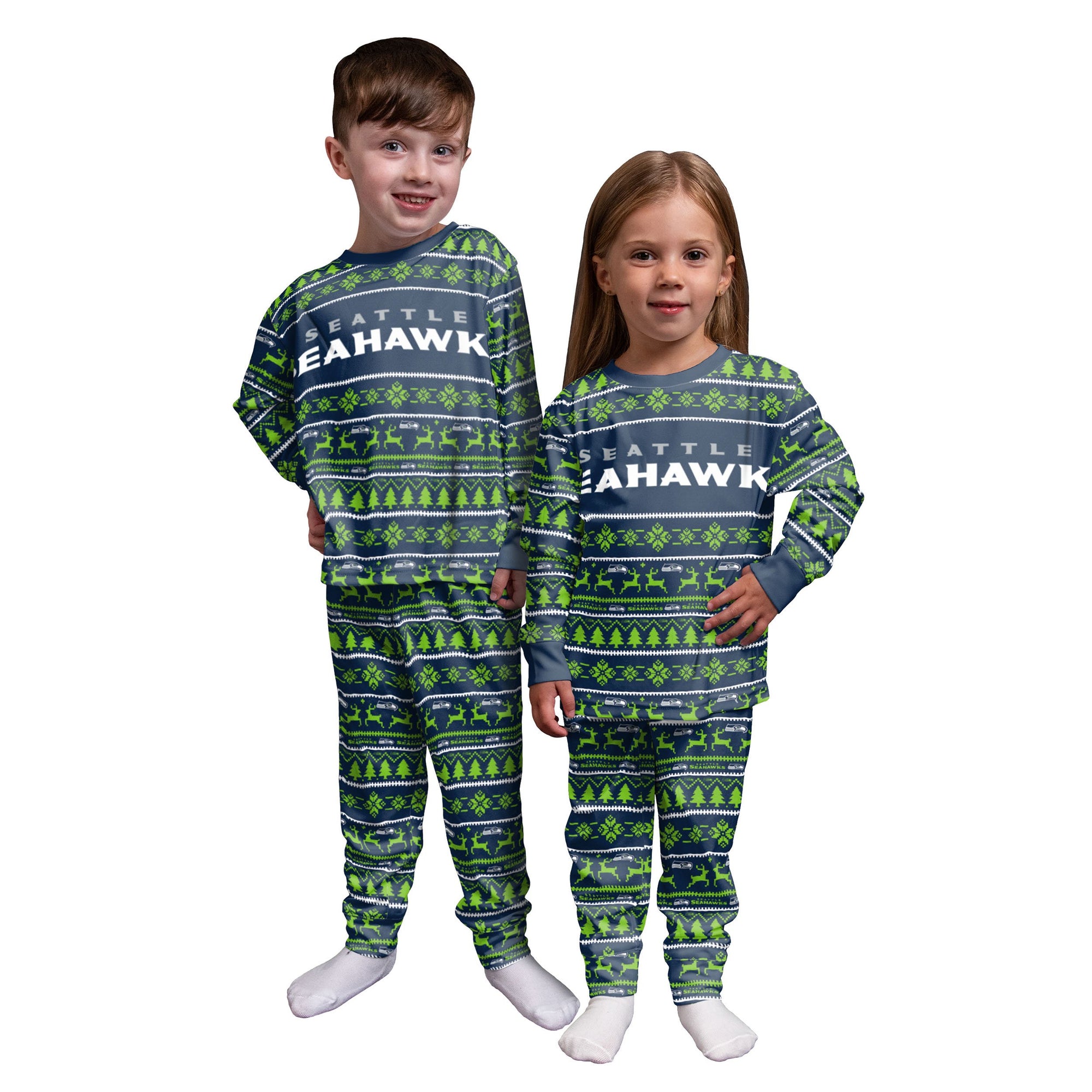 Seattle Seahawks NFL Family Holiday Pajamas