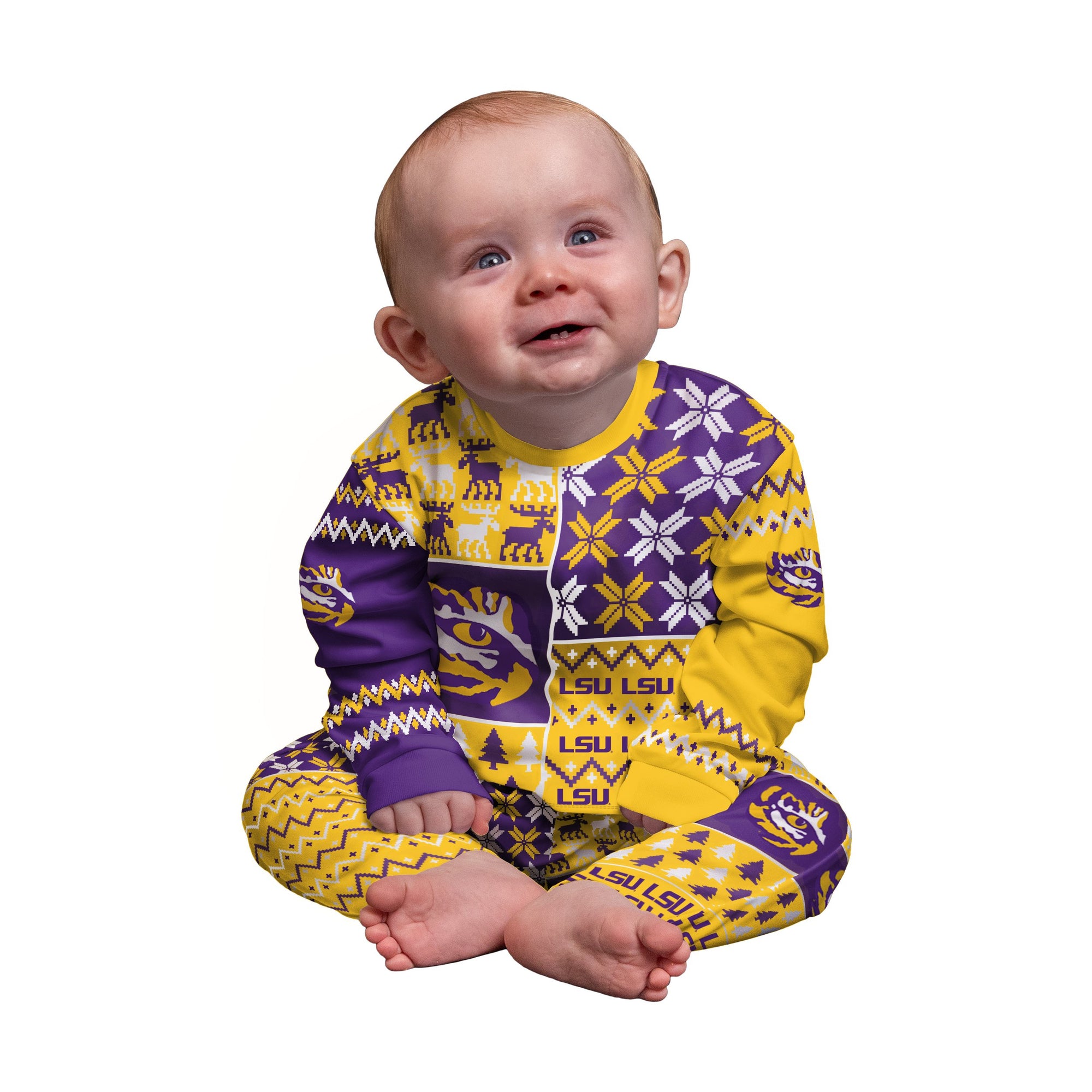 LSU Tigers NCAA Busy Block Family Holiday Pajamas