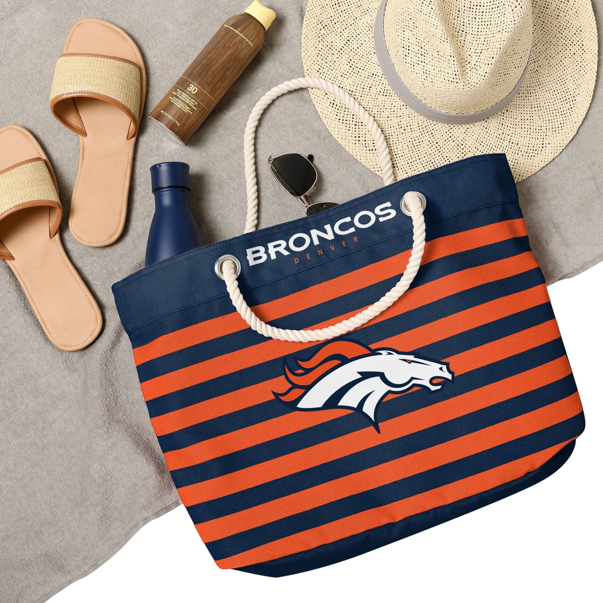 Denver Broncos NFL Nautical Stripe Tote Bag
