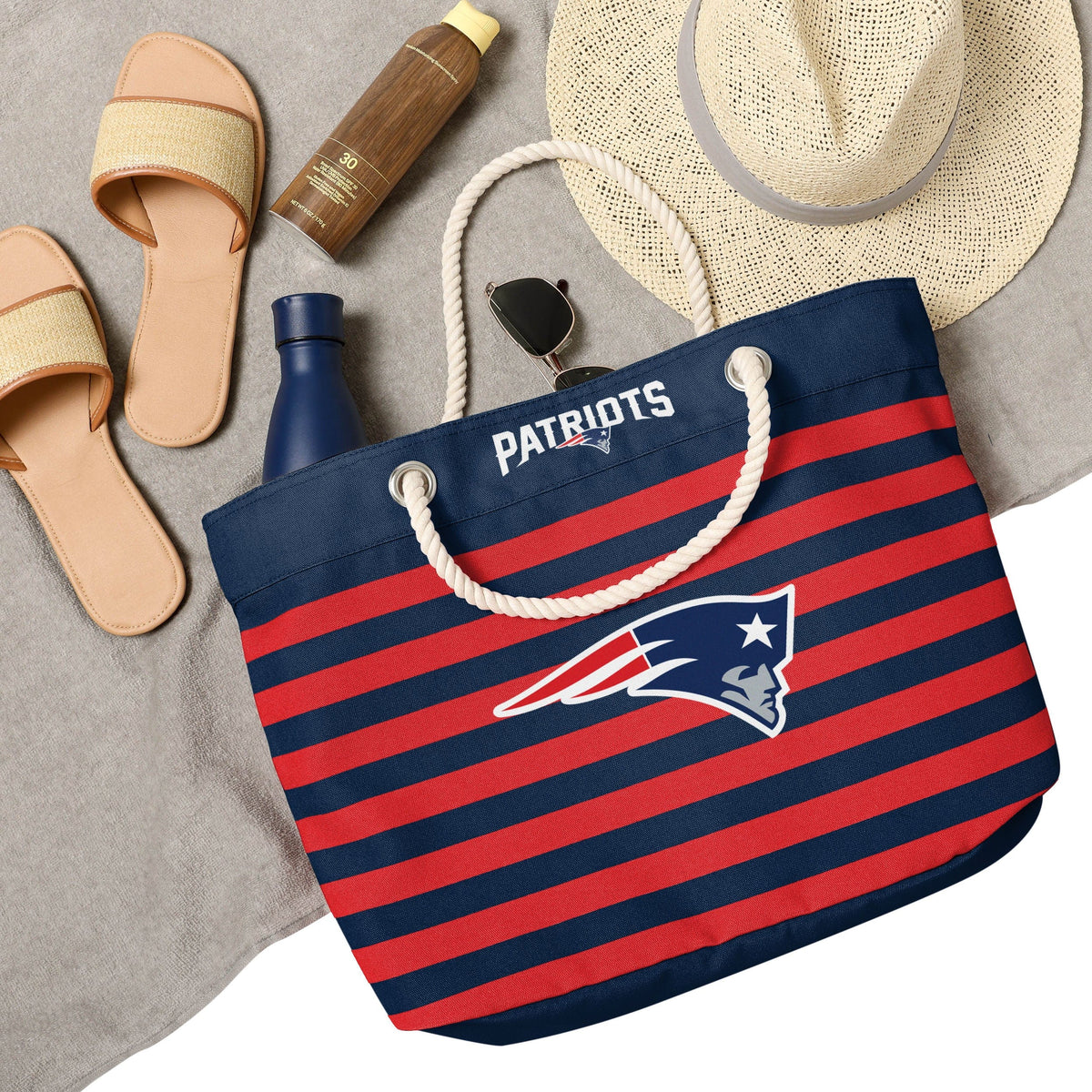 New England Patriots NFL Nautical Stripe Tote Bag