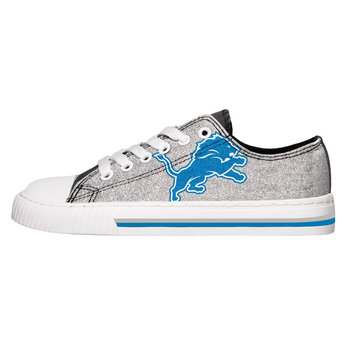 Detroit Lions NFL Womens Glitter Low Top Canvas Shoes