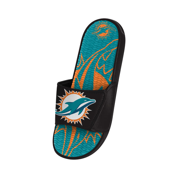 Miami Dolphins NFL Mens Colorblock Big Logo Gel Slides