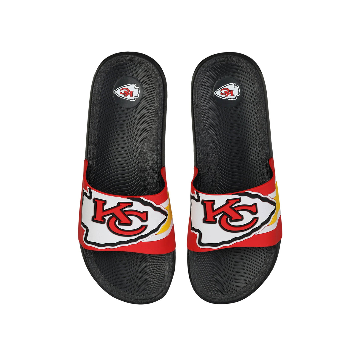 Kansas City Chiefs NFL Mens Striped Big Logo Raised Slide