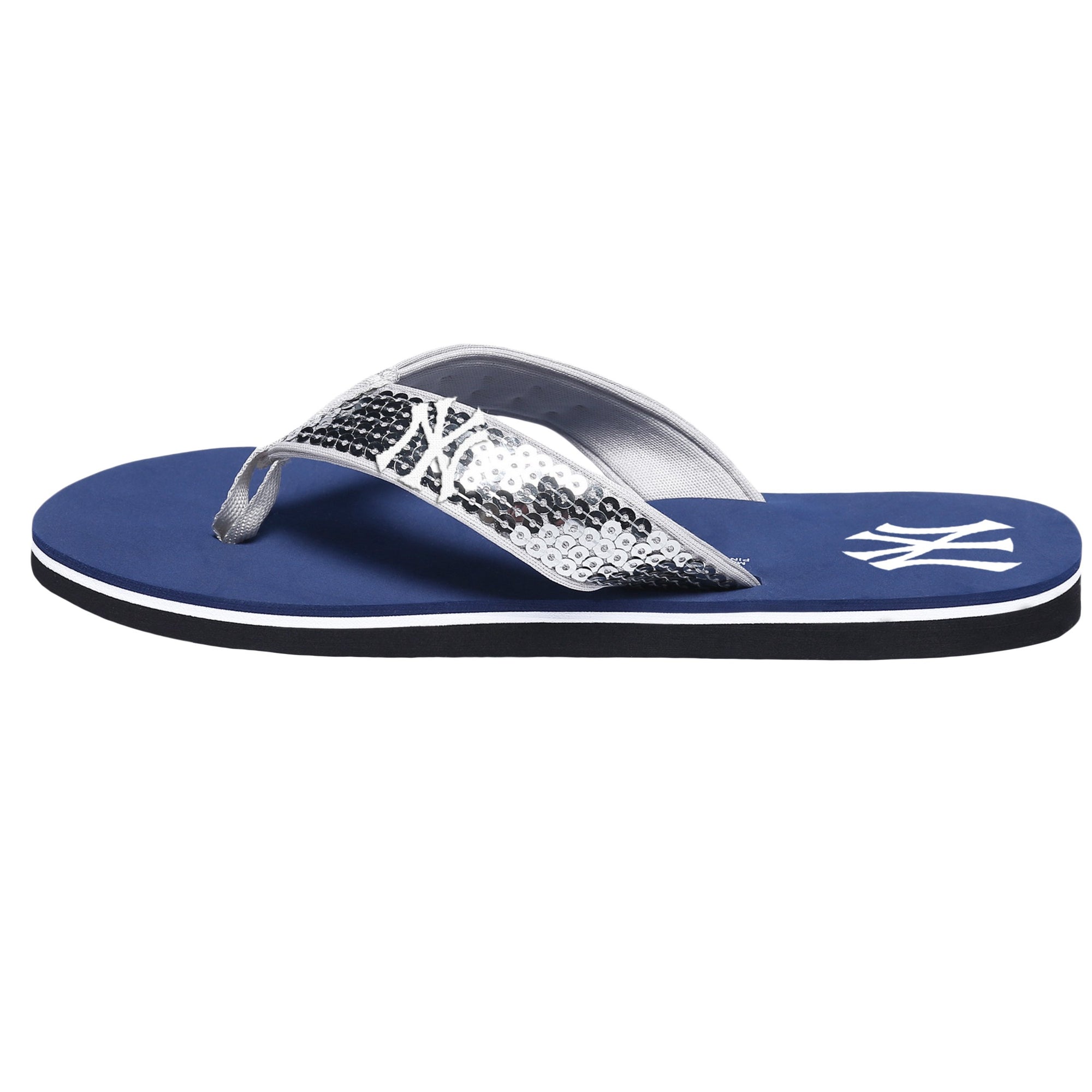 New York Yankees MLB Womens Sequin Flip Flops