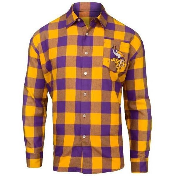 NFL Mens Officially Licensed Long Sleeve Large Check Flannel Shirts