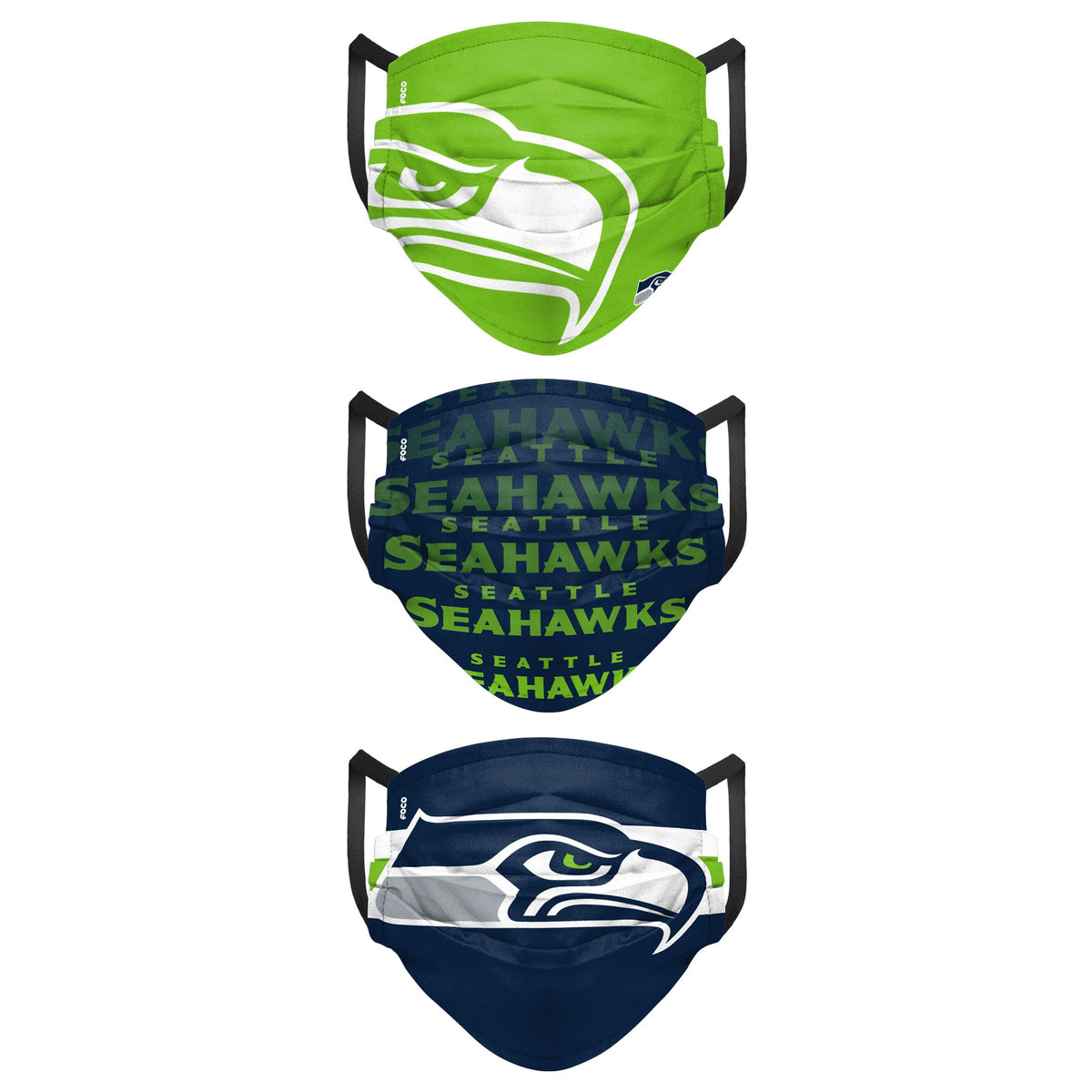 Seattle Seahawks NFL Mens Matchday 3 Pack Face Cover