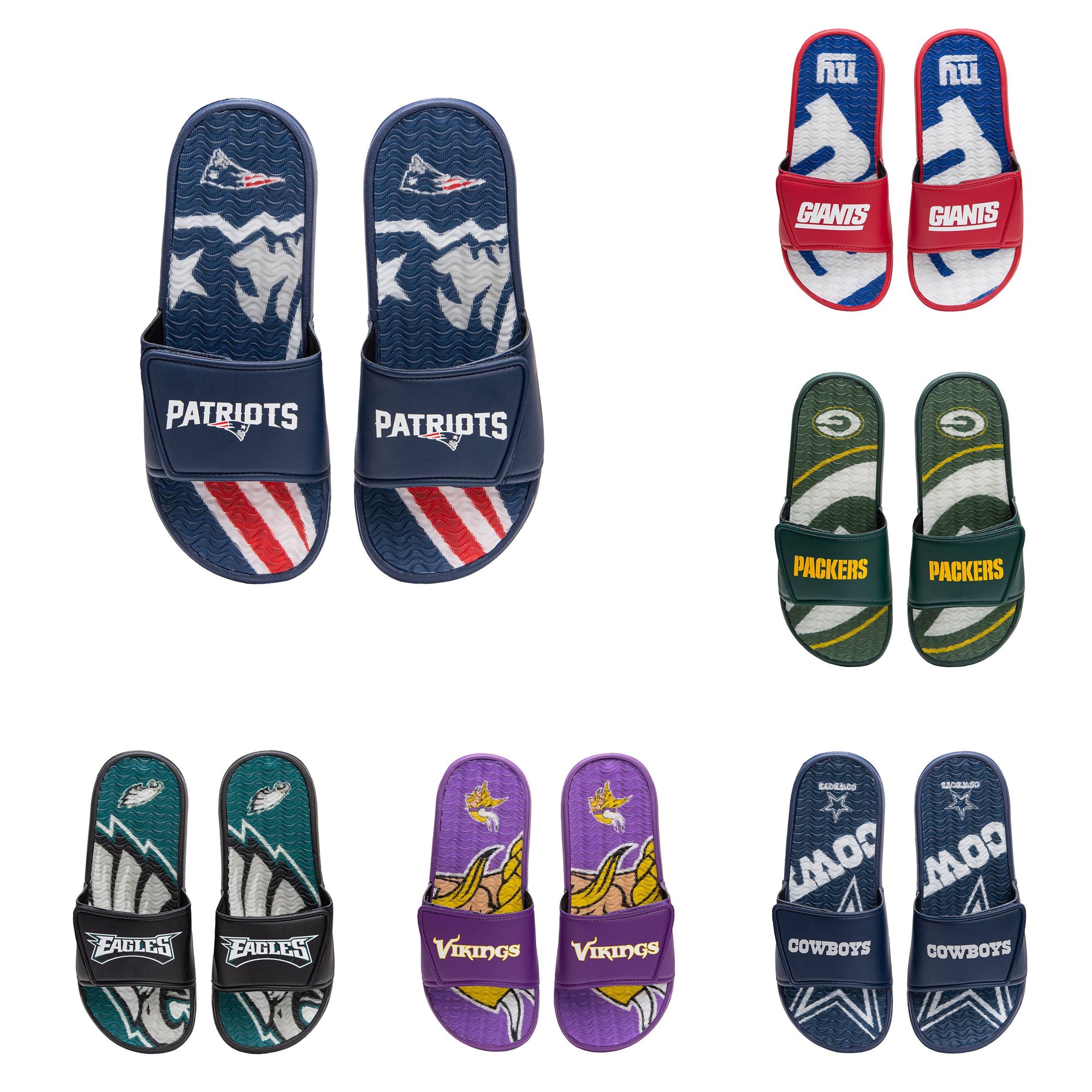 NFL Mens Wordmark Gel Slides - Pick Your Team!