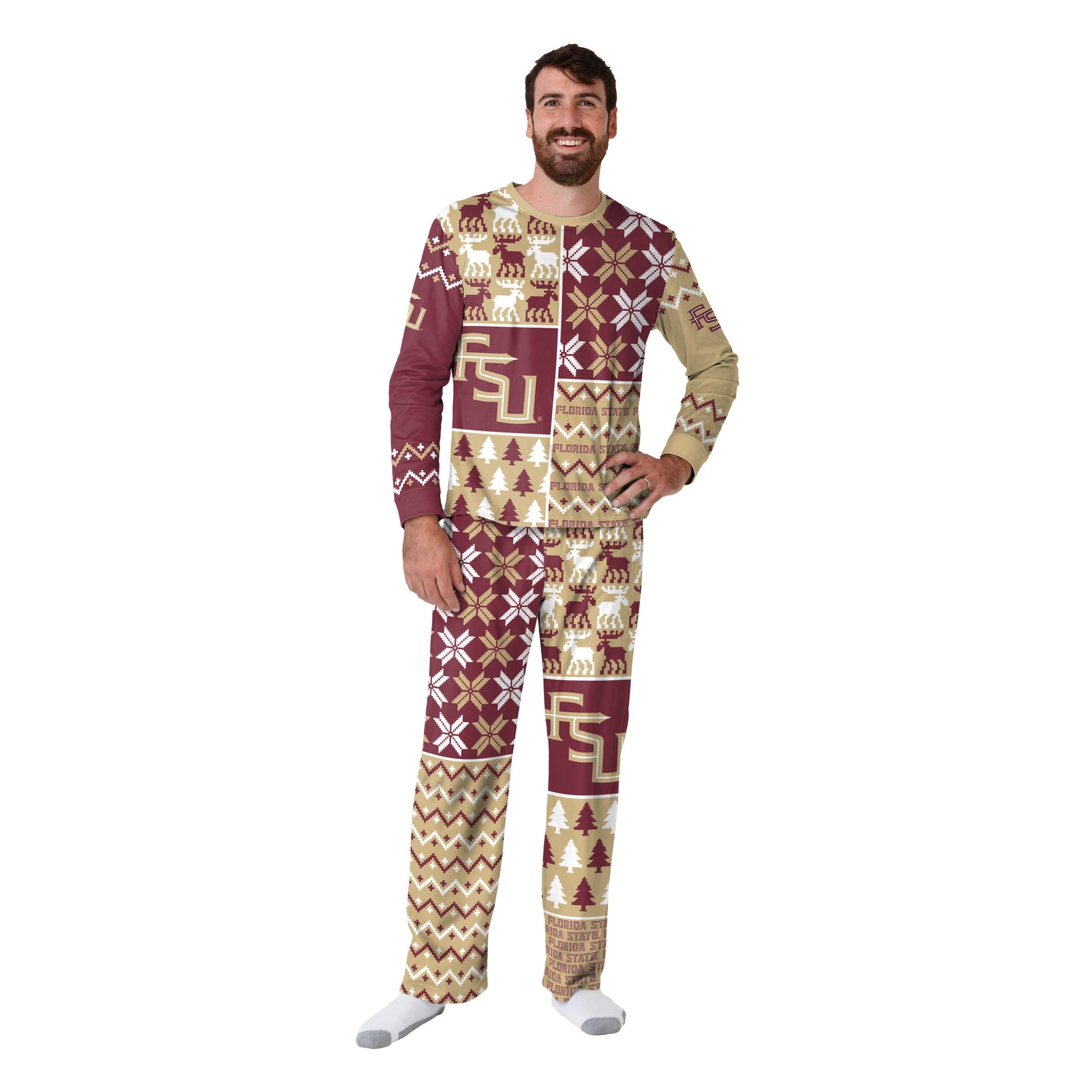 Florida State Seminoles NCAA Busy Block Family Holiday Pajamas