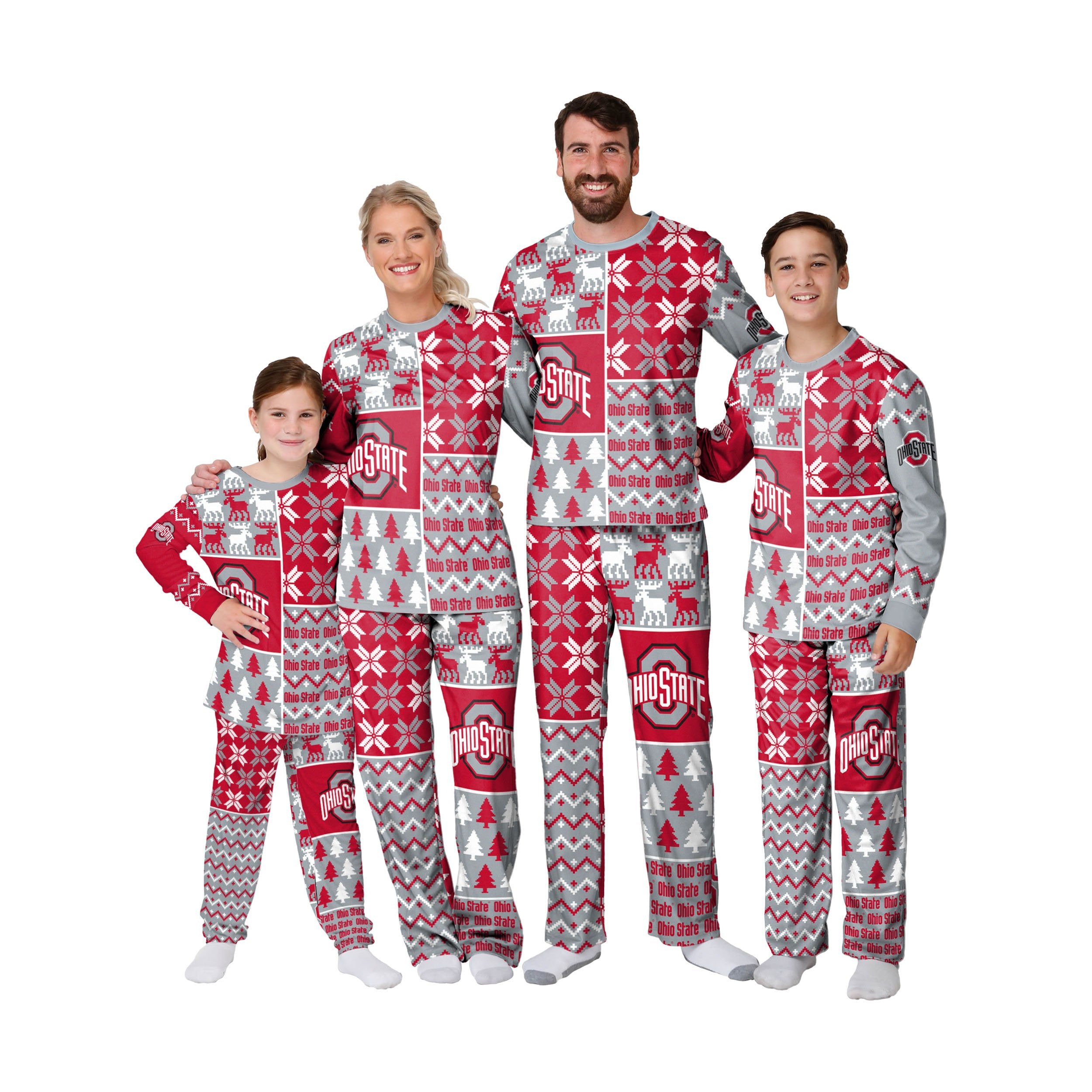 Ohio State Buckeyes NCAA Busy Block Family Holiday Pajamas
