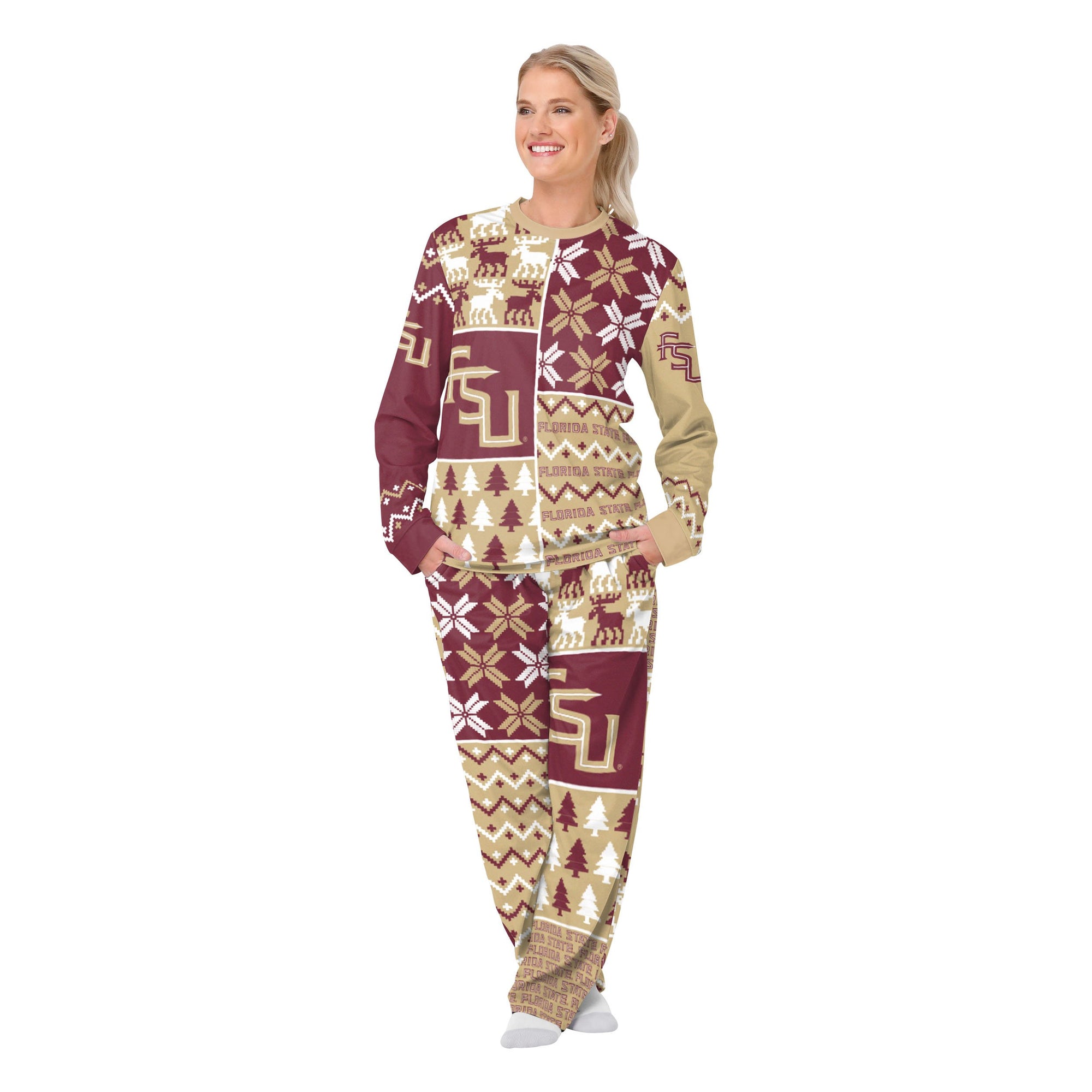 Florida State Seminoles NCAA Busy Block Family Holiday Pajamas