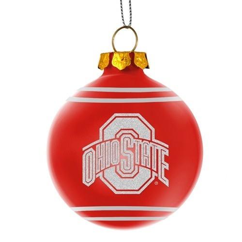 Ohio State Buckeyes NCAA Glitter Logo Glass Ball Ornament