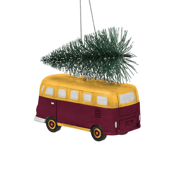 Washington Commanders NFL Retro Bus With Tree Ornament