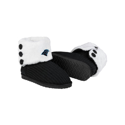 Carolina Panthers Knit High End Button Boot Slipper