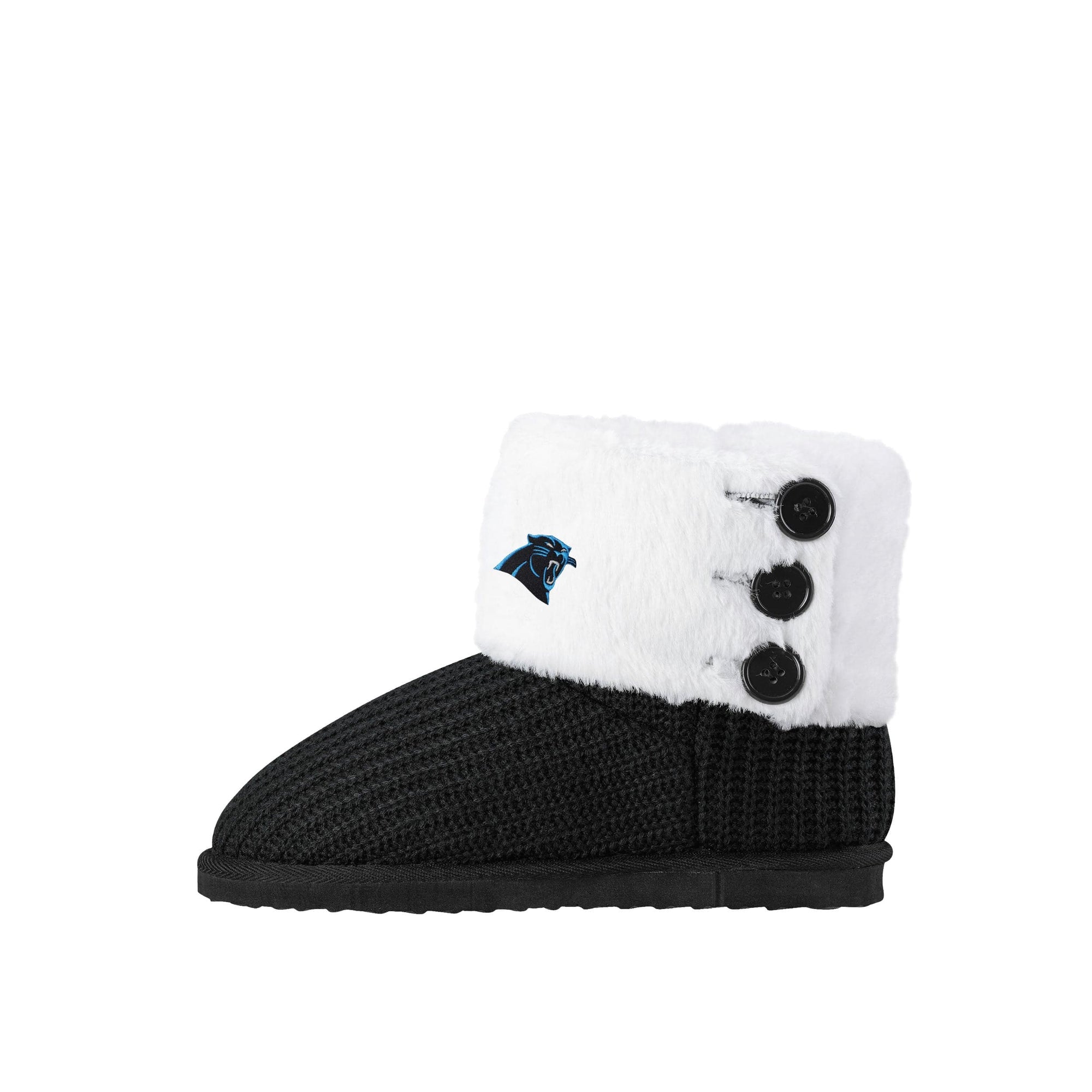 Carolina Panthers Knit High End Button Boot Slipper