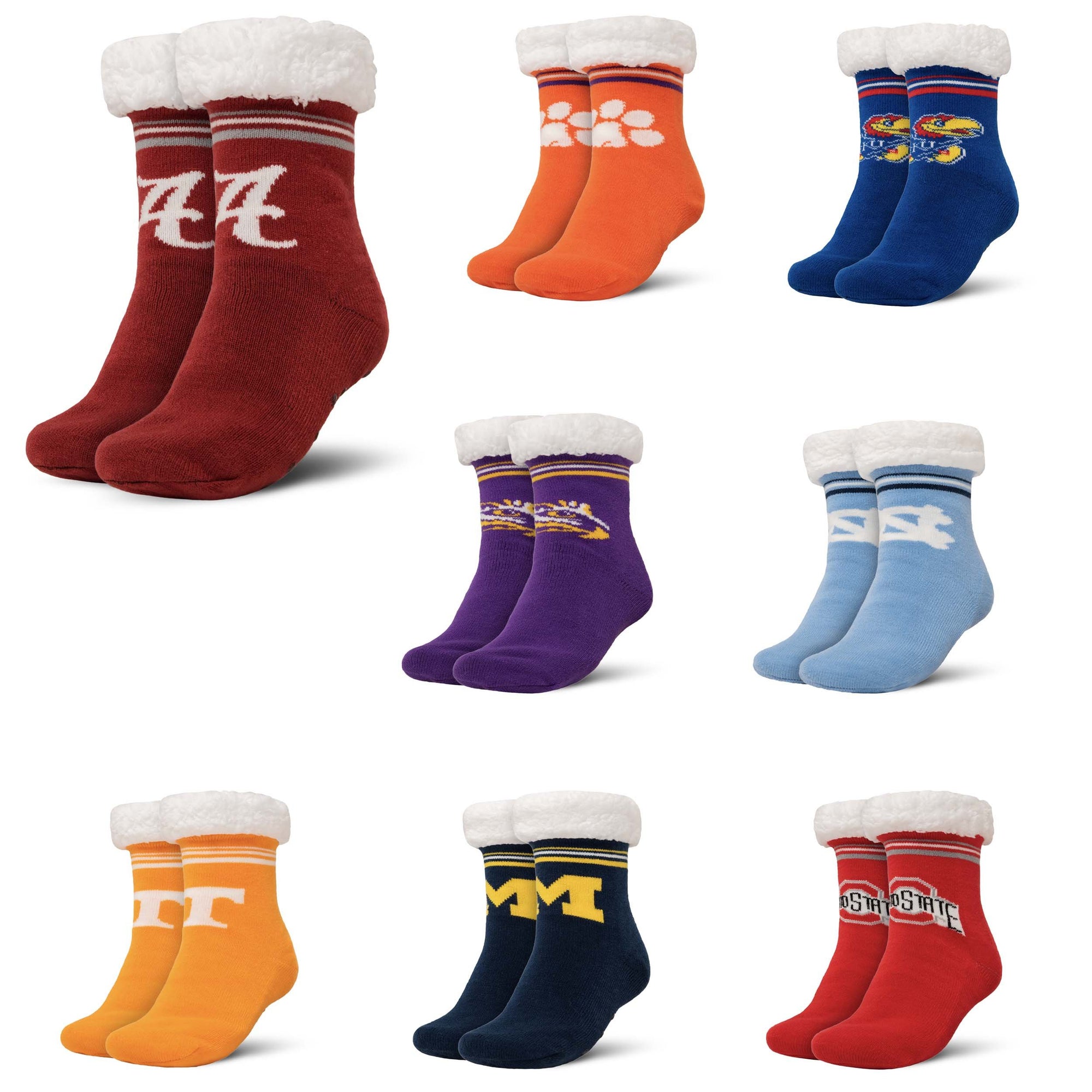 NCAA Womens Stripe Logo Tall Footy Slipper Socks - Pick Your Team!