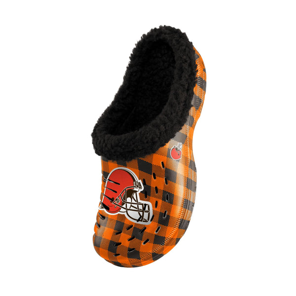 Cleveland Browns NFL Mens Sherpa Lined Buffalo Check Clog