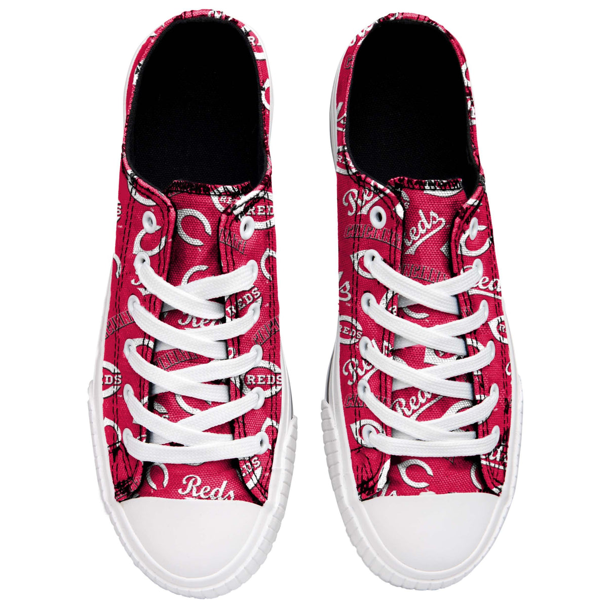Cincinnati Reds MLB Womens Low Top Repeat Print Canvas Shoes