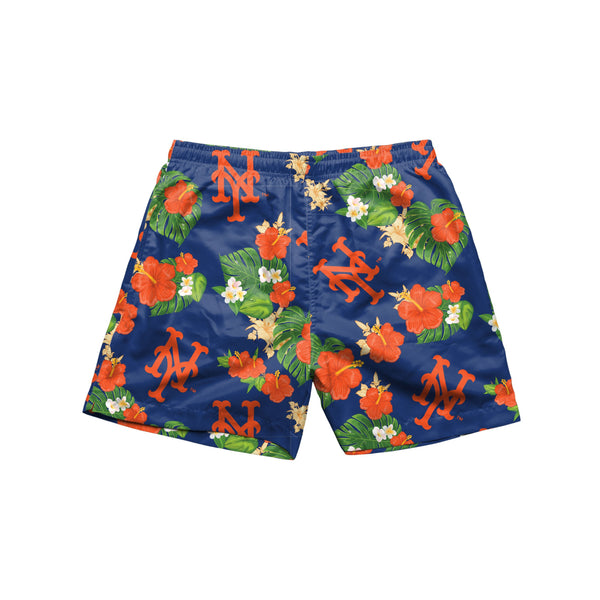 New York Mets MLB Mens Floral Slim Fit 5.5" Swimming Suit Trunks