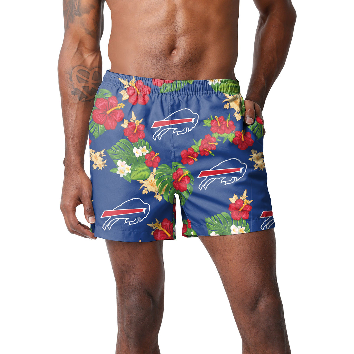 Buffalo Bills NFL Mens Floral Slim Fit 5.5" Swimming Suit Trunks