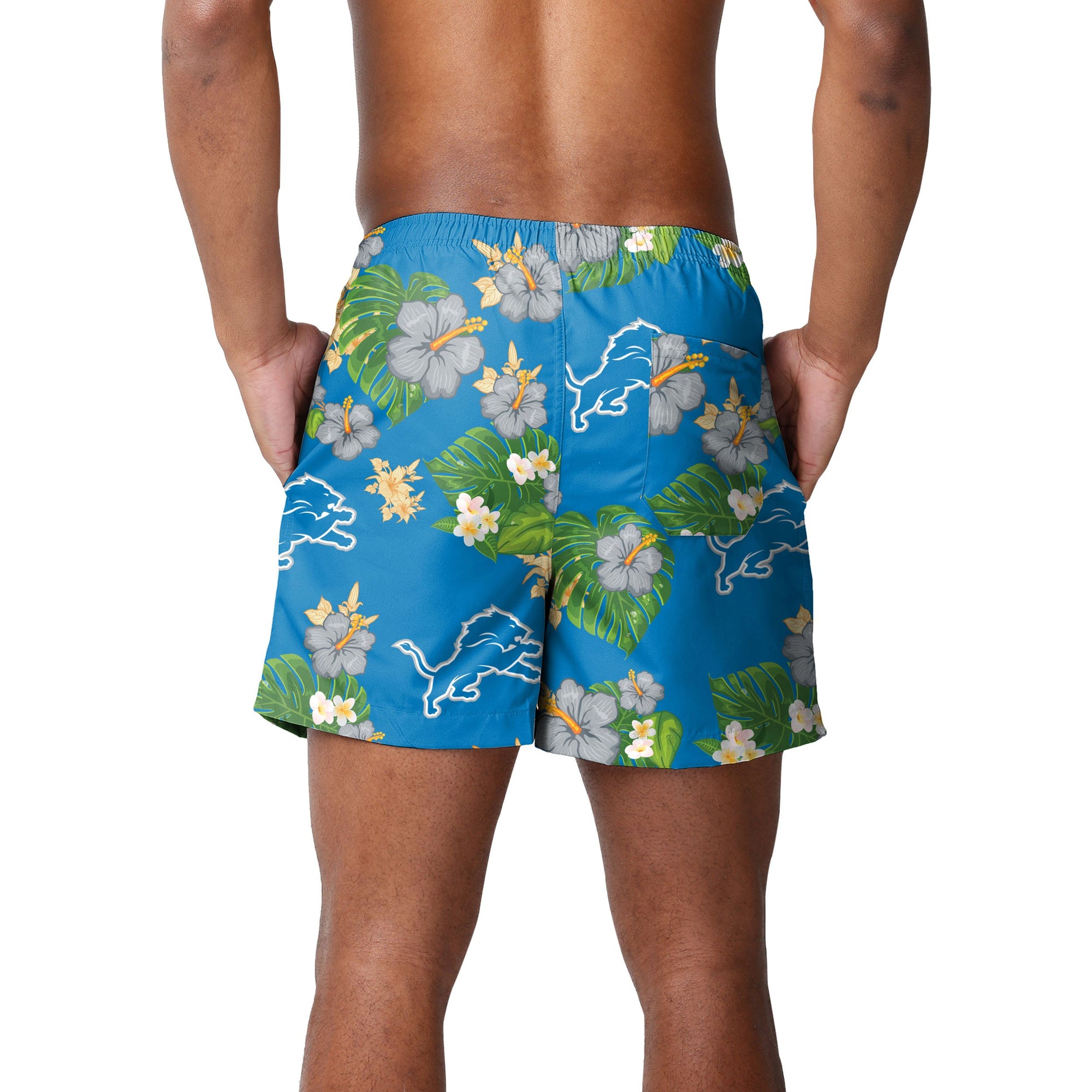 Detroit Lions NFL Mens Floral Slim Fit 5.5" Swimming Suit Trunks