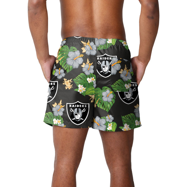 Las Vegas Raiders NFL Mens Floral Slim Fit 5.5" Swimming Suit Trunks