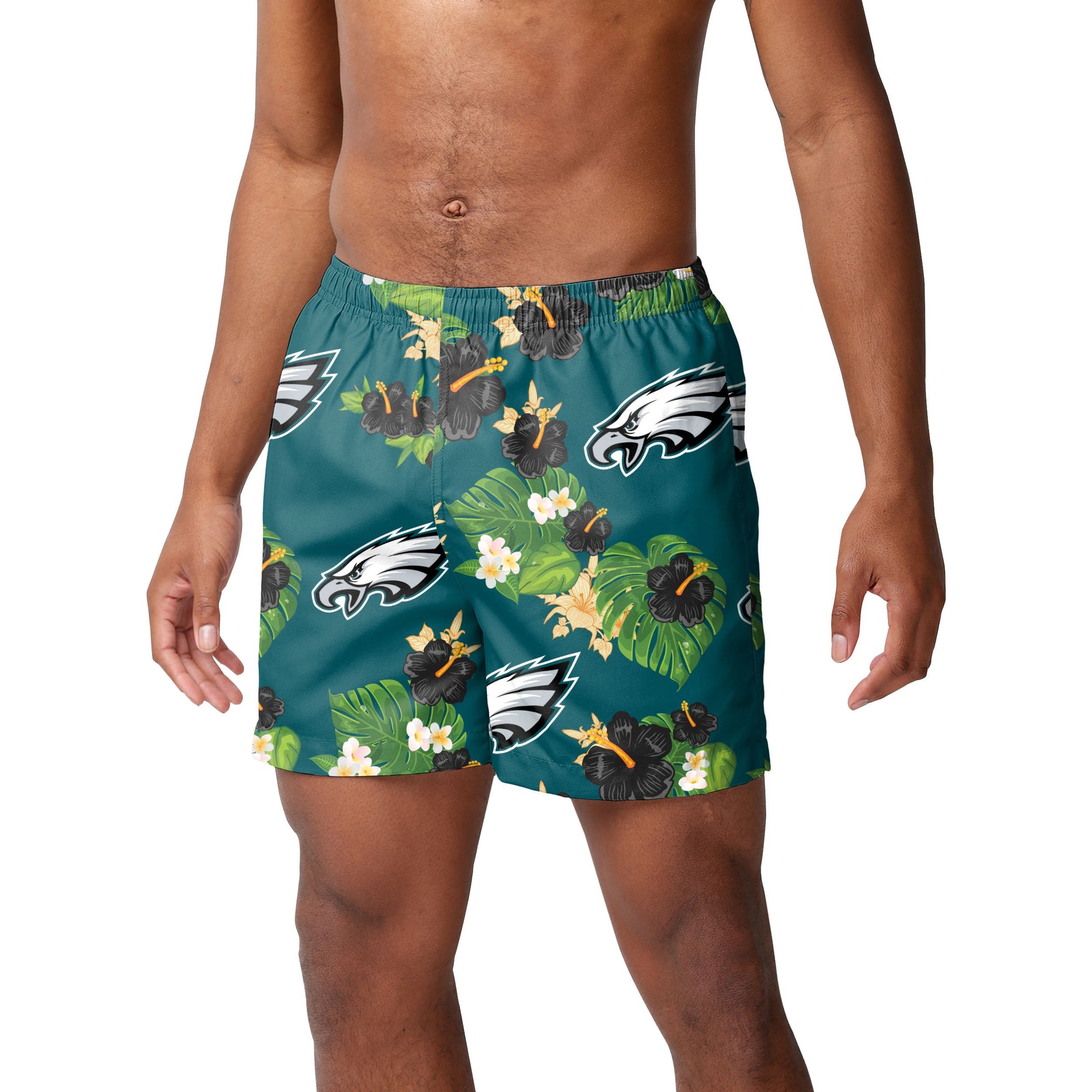 Philadelphia Eagles NFL Mens Floral Slim Fit 5.5" Swimming Suit Trunks