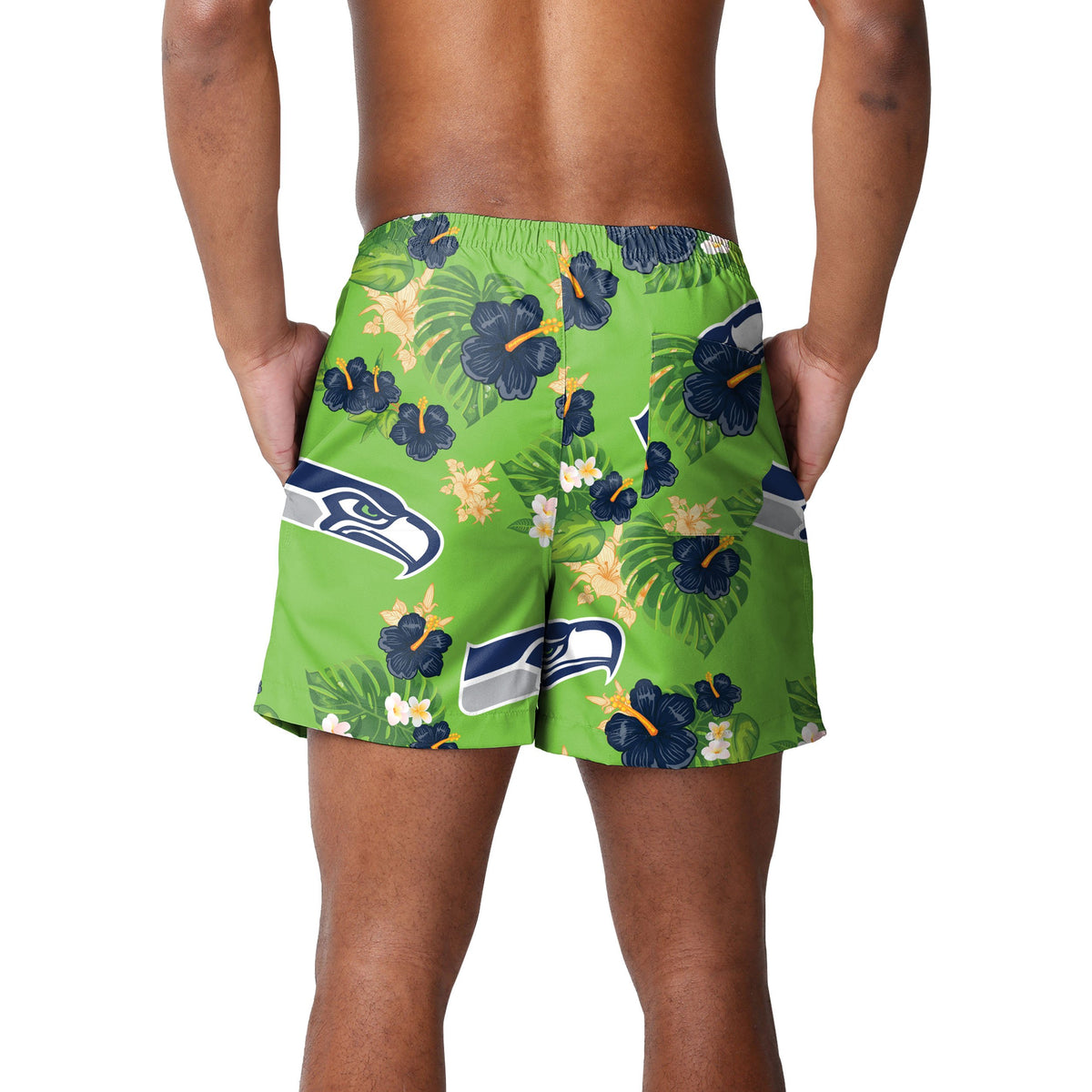 Seattle Seahawks NFL Mens Floral Slim Fit 5.5" Swimming Suit Trunks