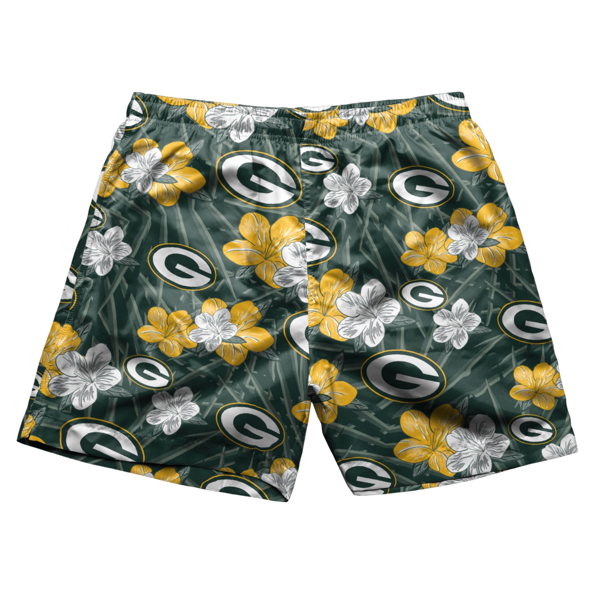 Green Bay Packers NFL Mens Hibiscus Slim Fit 5.5" Swimming Trunks