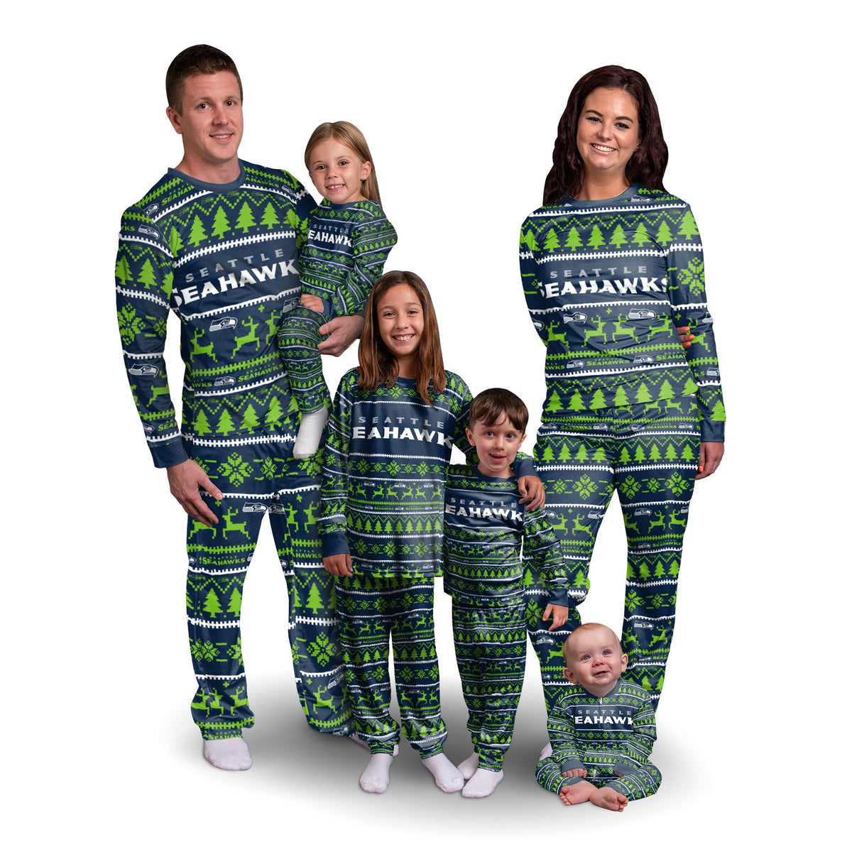 Seattle Seahawks NFL Family Holiday Pajamas