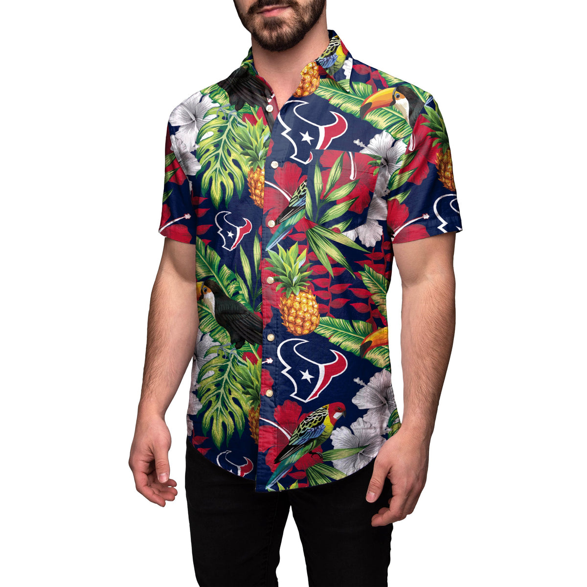 Houston Texans NFL Mens Floral Button Up Shirt